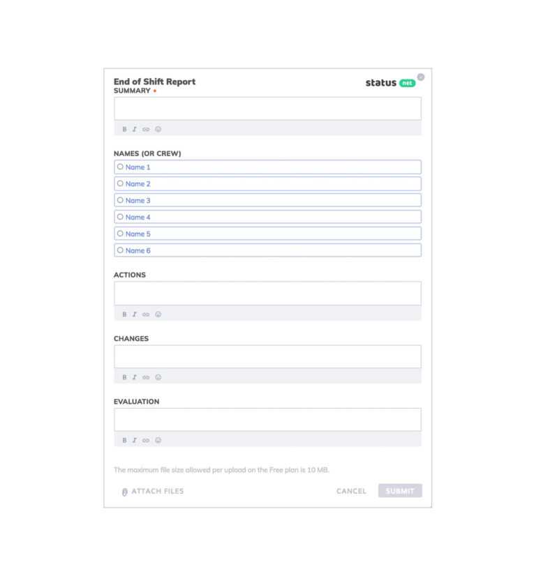 10 Best Examples Of End Of Shift Report Forms (Free) With Shift Report ...