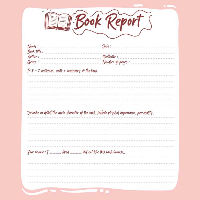 One Page Book Report Template - Rebeccachulew.com