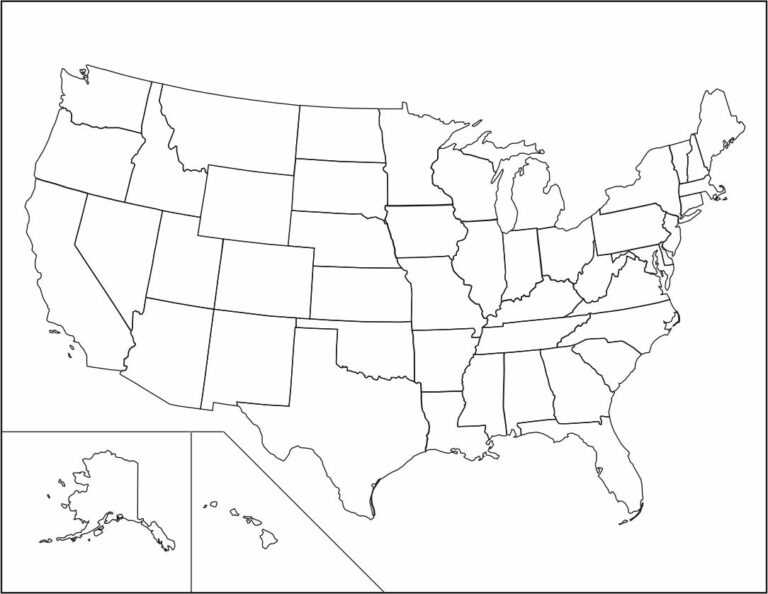 10 Best Printable Map Of United States – Printablee - Rebeccachulew.com