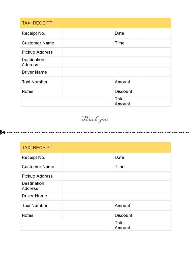 10 Blank Taxi Receipt Templates [Free] – TemplateArchive For Blank Taxi ...