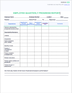 10 Easy Quarterly Progress Report Templates Free Download In Staff ...