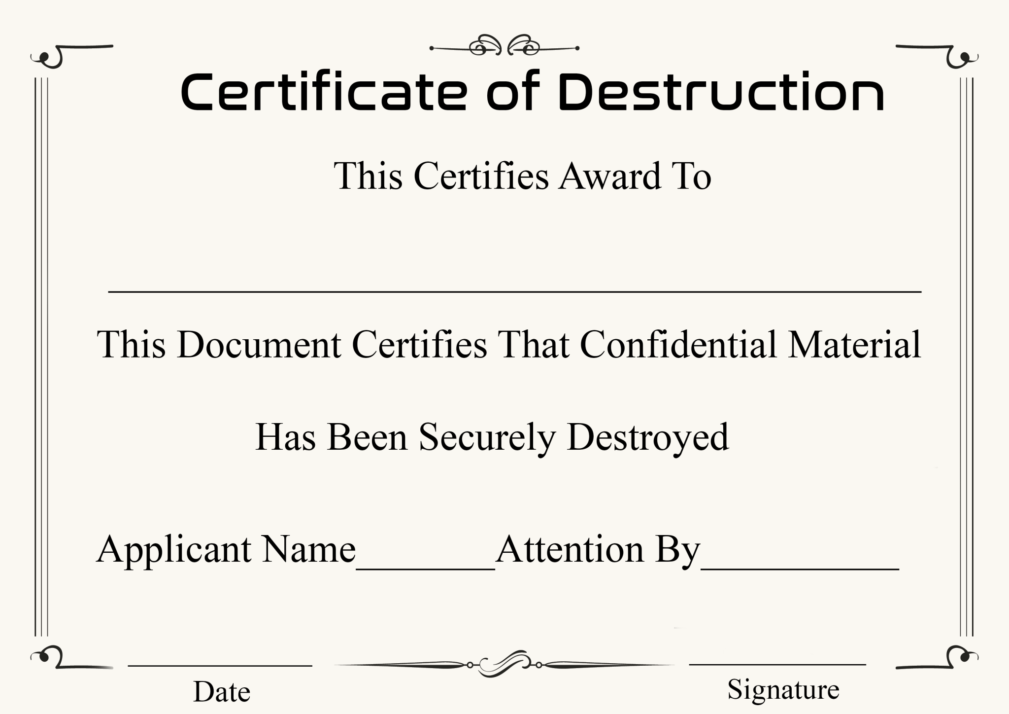Destruction Certificate Template - Rebeccachulew.com