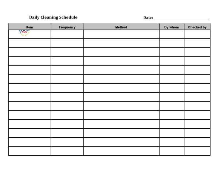 10 Free Cleaning Schedule Templates (Daily / Weekly / Monthly ...