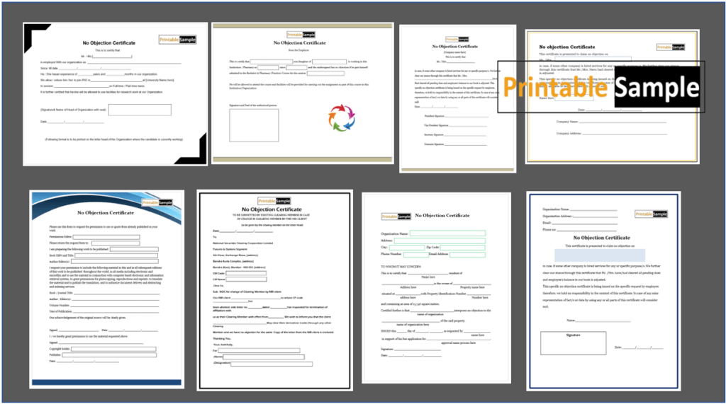 10 Free Sample No Objection Certificate Templates – Printable Samples ...
