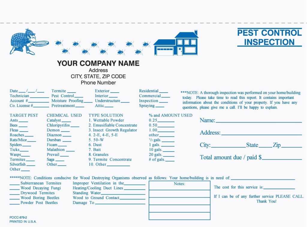 10 Part Pest Control Inspection Form With Pest Control Report Template ...
