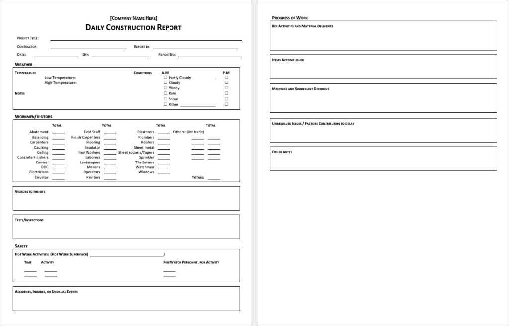 10+ Printable Construction Report Formats In MS Word Intended For Free ...