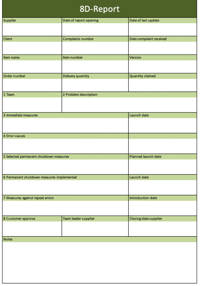 10D Report – Free Excel Template Throughout 8D Report Template ...