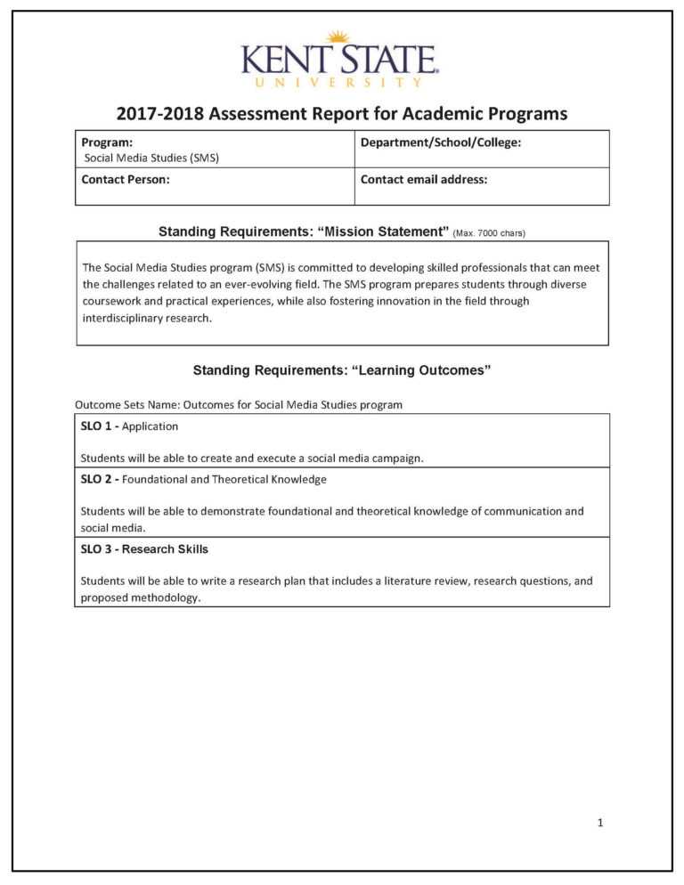 Assessment Report Sample Kent State University With Regard To Template ...