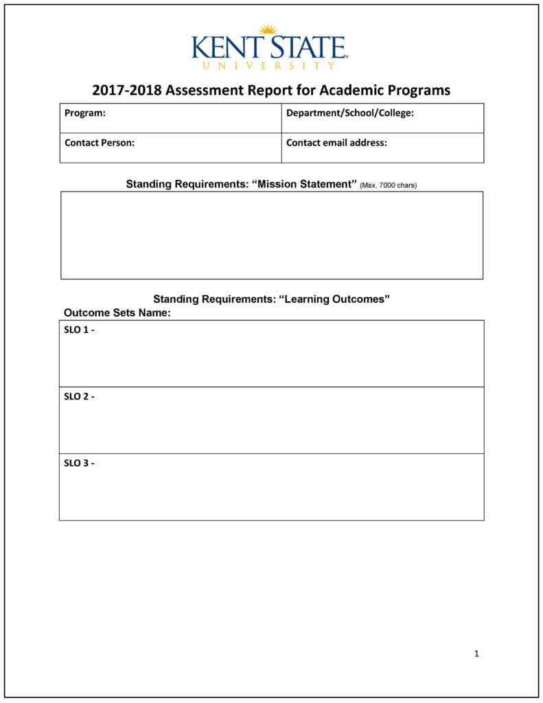 Assessment Report – Word Template Kent State University In Word ...