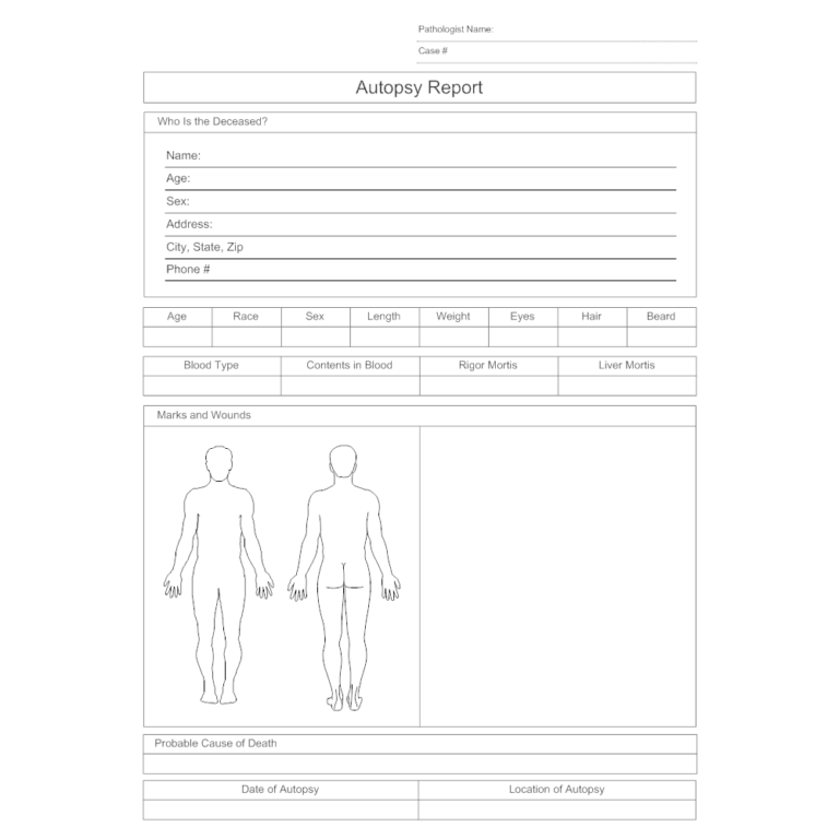 Autopsy Report Template - Rebeccachulew.com