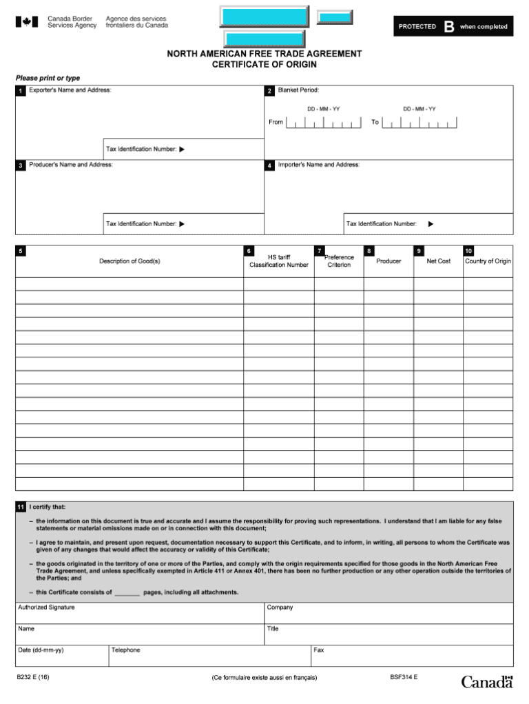 B10 E Fillable: Fill Out & Sign Online DocHub Within Nafta Certificate ...