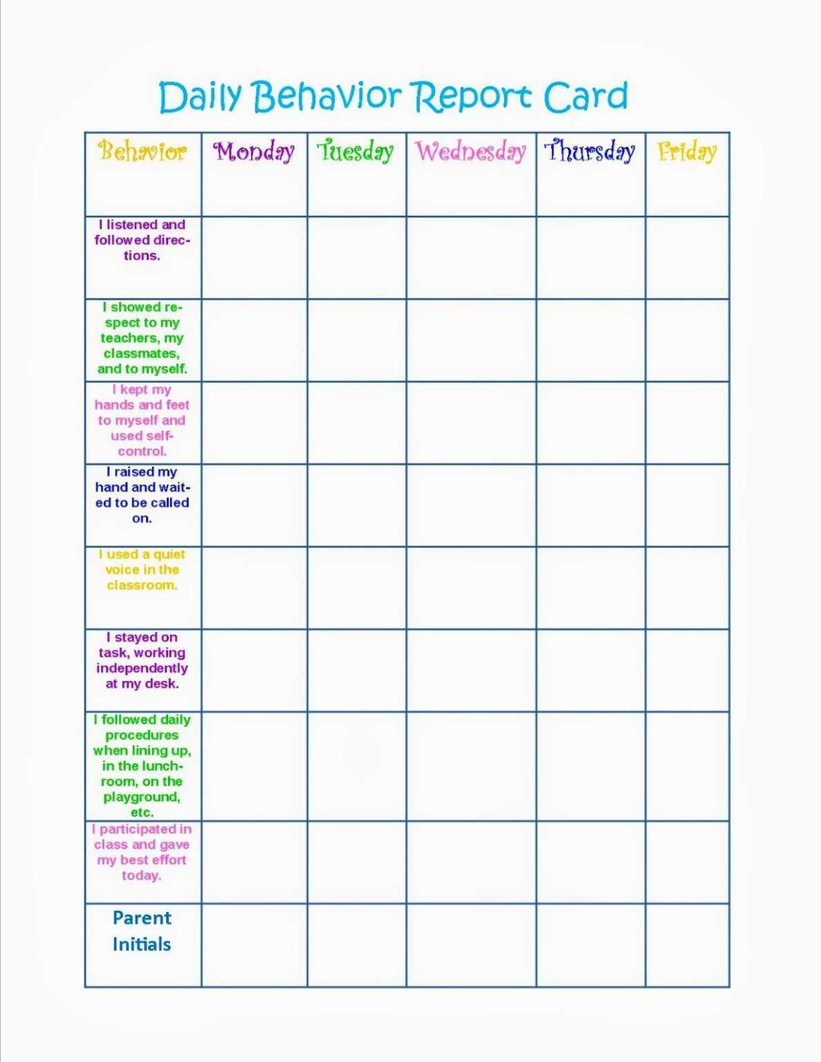Behavior Charts Printable For Kids Activity Shelter Throughout Daily ...
