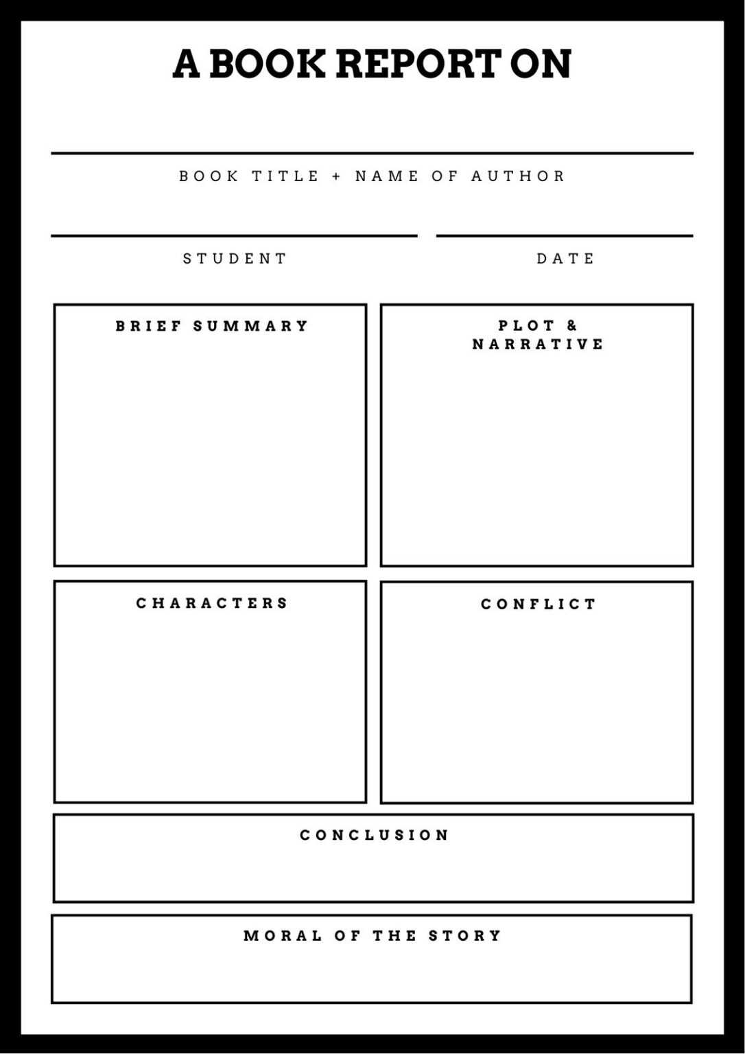 Black And White Minimalist Fiction Book Report – Templates By Canva In ...
