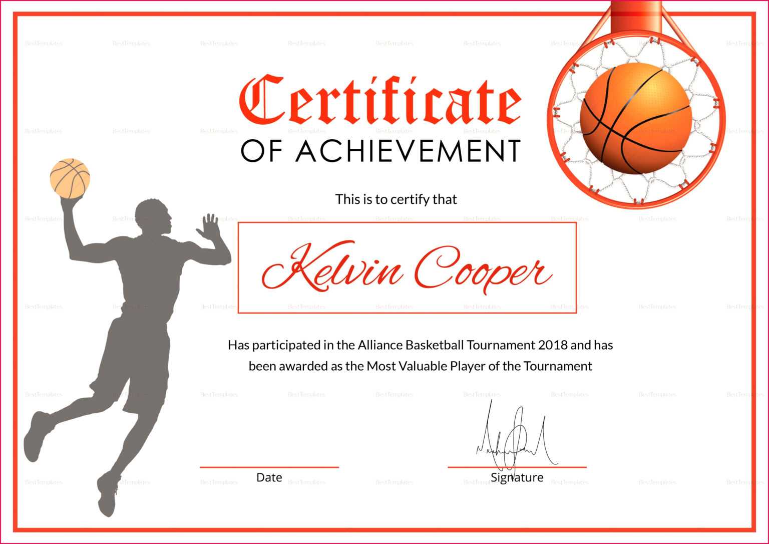 Basketball Certificate Template - Rebeccachulew.com