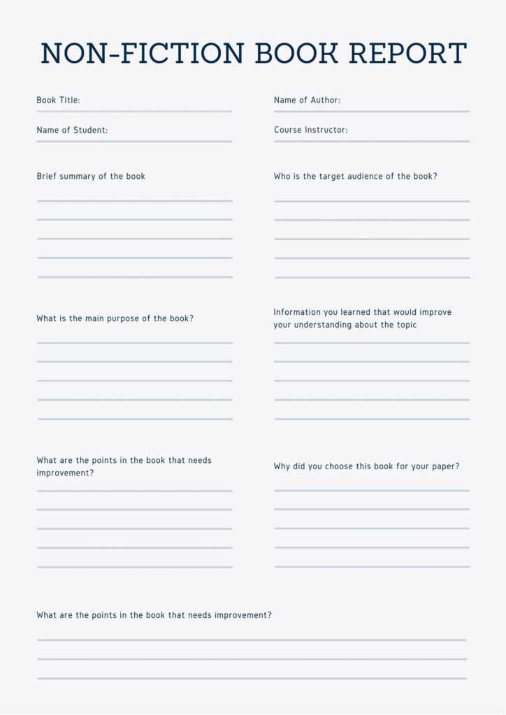 Blue Simple Non Fiction Book Report – Templates By Canva With Regard To ...