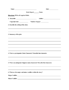 Book Report Template Grade 1 - Rebeccachulew.com