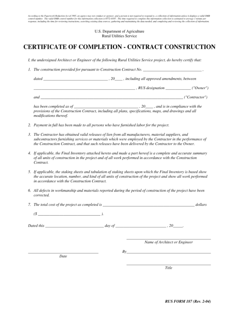 Building Completion Certificate Format – Fill Online, Printable Inside ...