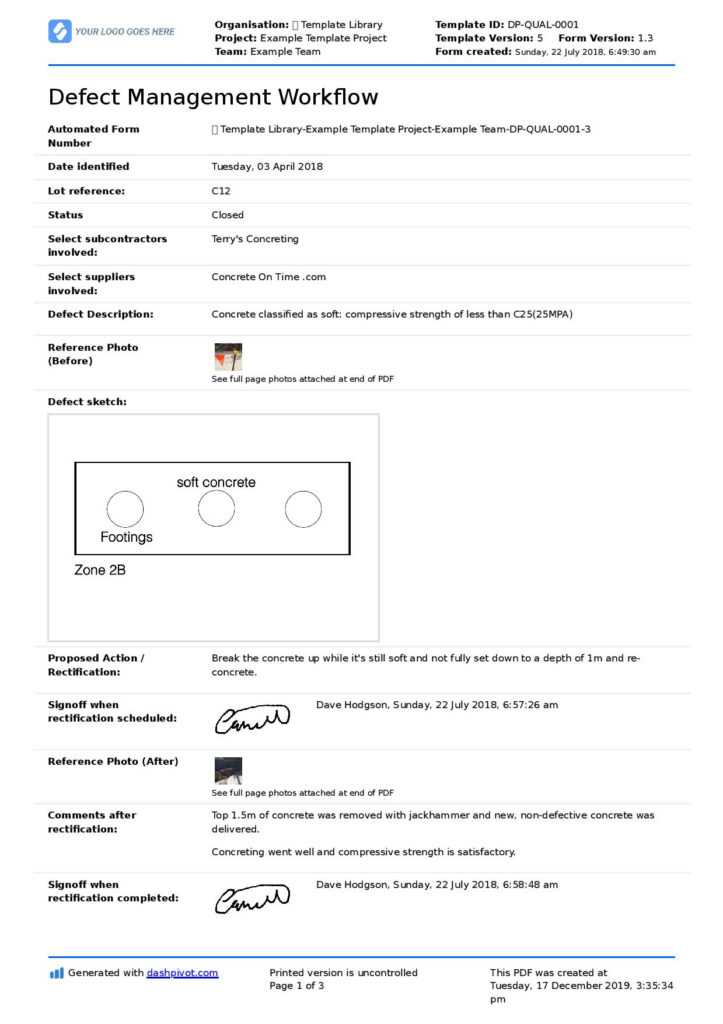 Building Defect Report: Free Sample And Editable Template Throughout ...