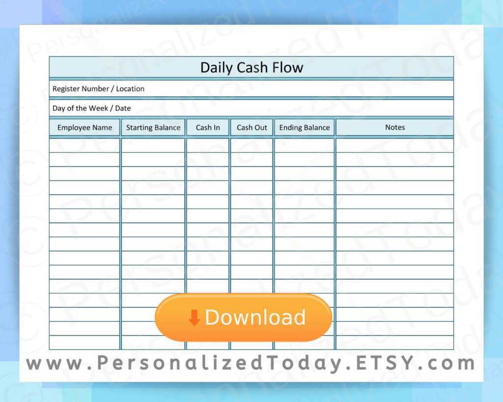 Business Daily Cash Flow Statement Report Register In Out – Etsy For ...
