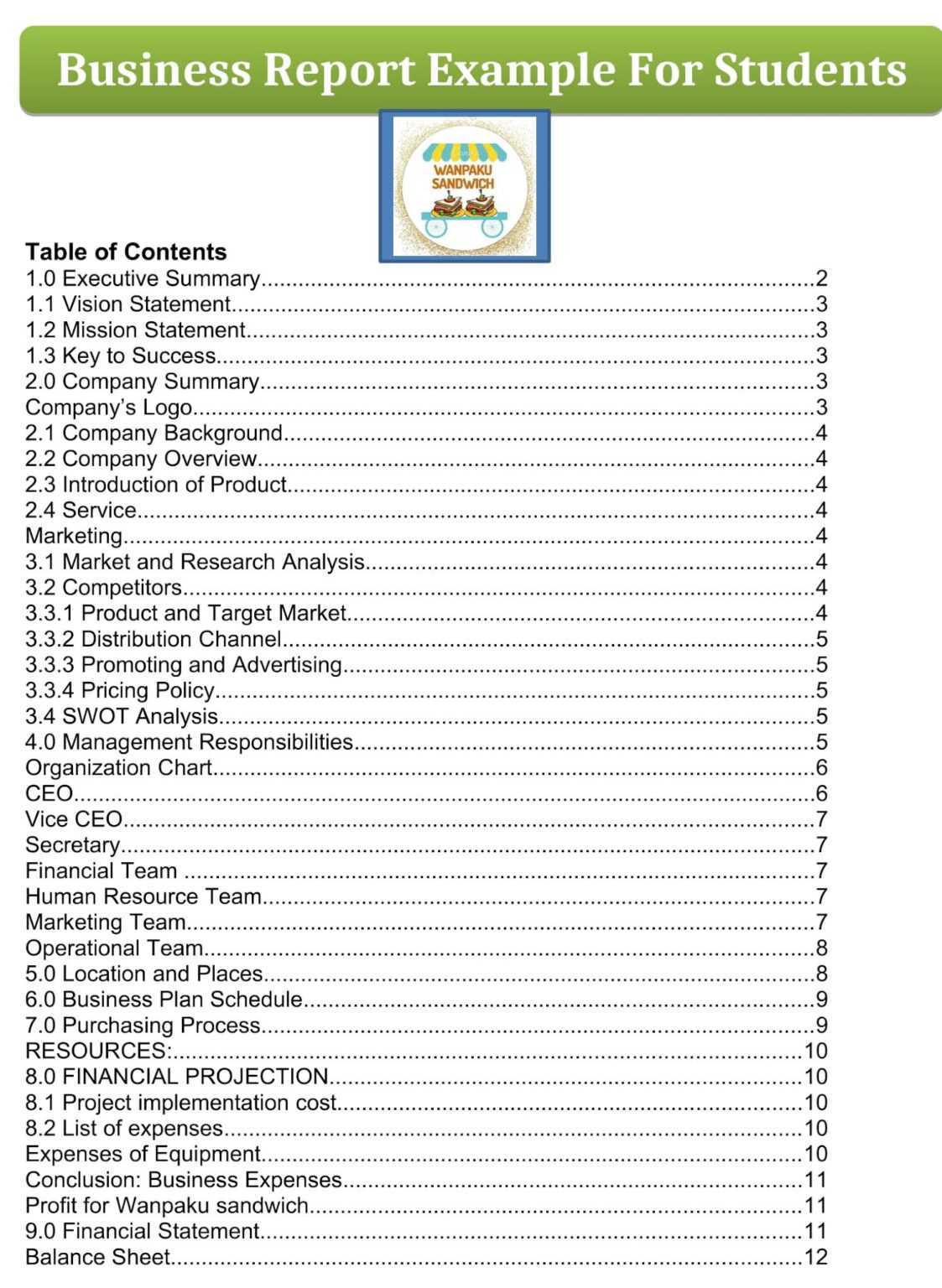 Business Report Example And Sample For Students PDF Within Company ...