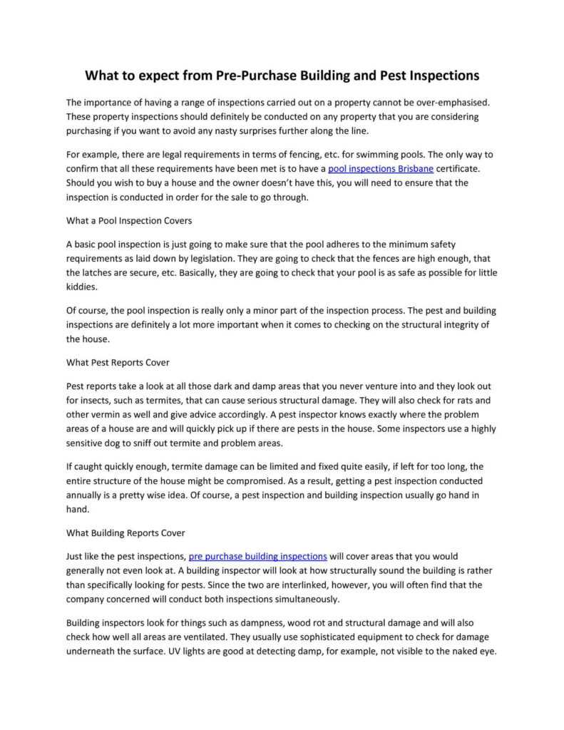 Pre Purchase Building Inspection Report Template - Rebeccachulew.com