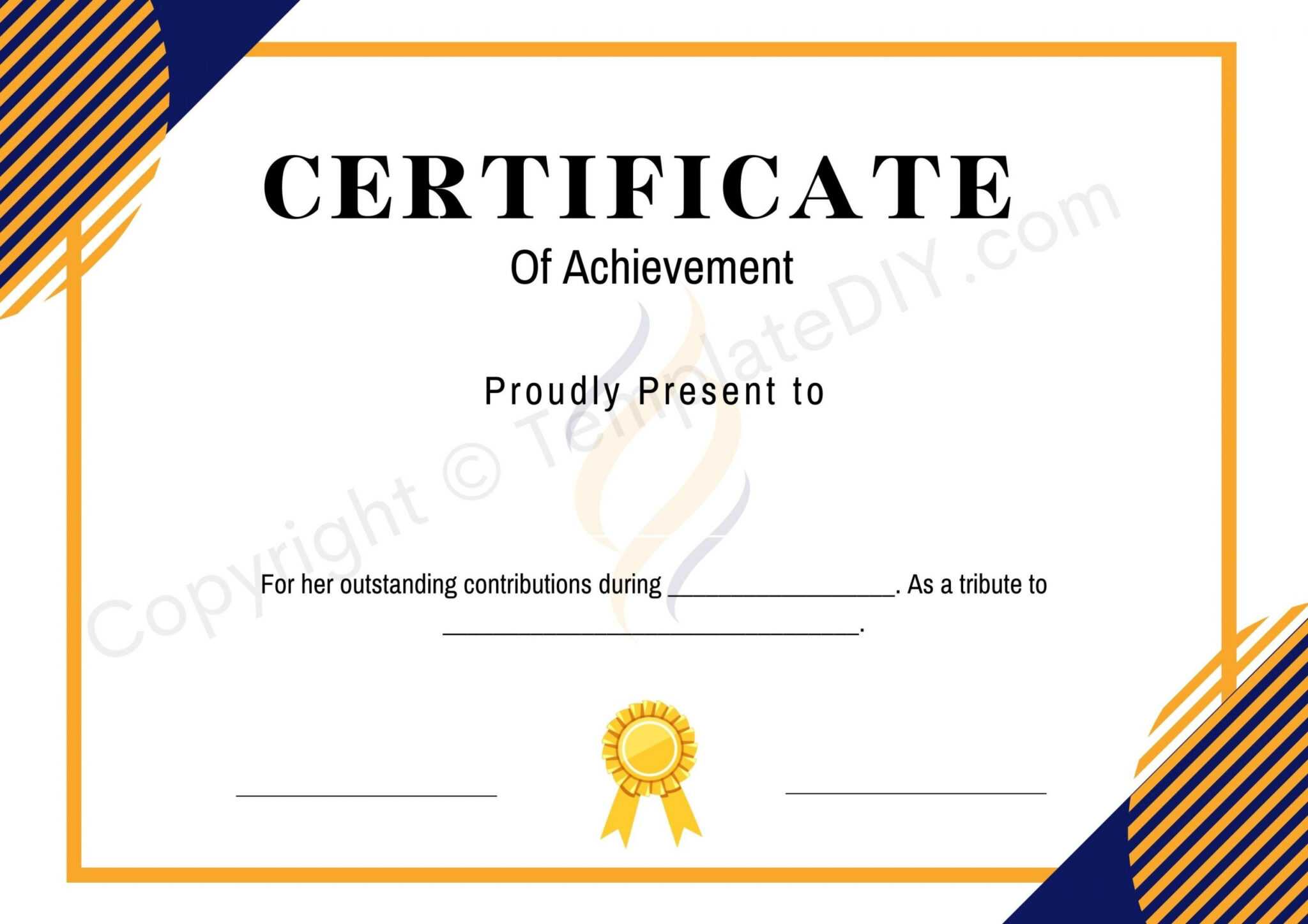Certificate Of Achievement Blank Printable Template In PDF & Word With ...