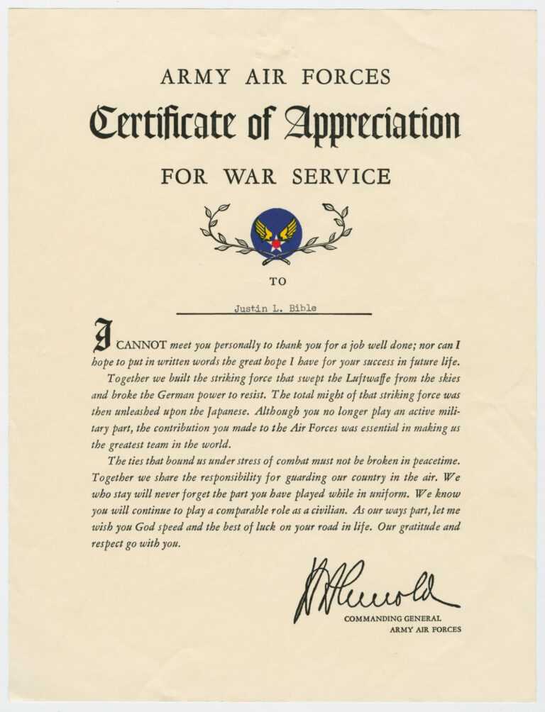 Certificate Of Appreciation For War Service] – The Portal To Texas ...