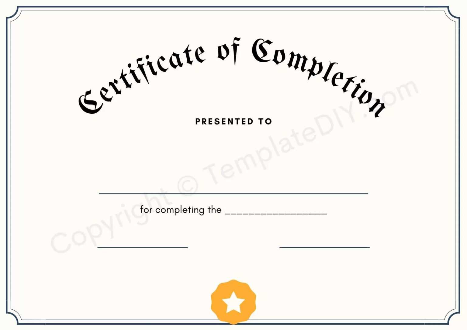 Certificate of Completion Blank Printable Template in PDF & Word With ... Certificate of Completion Blank Printable Template in PDF & Word With ...