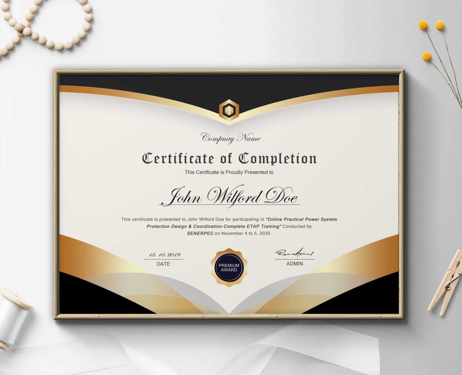 Certificate Of Completion Template Available In A10 And US – Etsy India ...