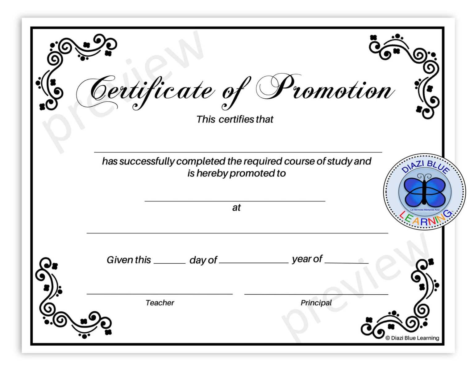 Certificate Of Promotion Certificate Of Completion End Of – Etsy ...