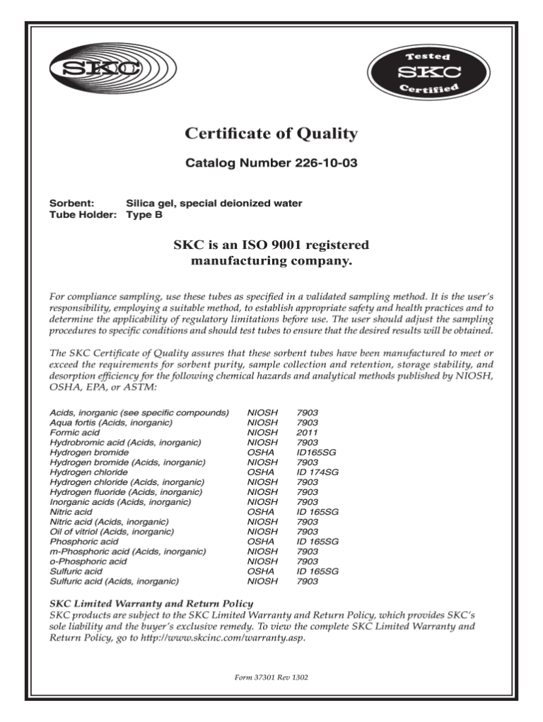 Certificate Of Quality Form: Fill Out & Sign Online DocHub Intended For Certificate Of ...