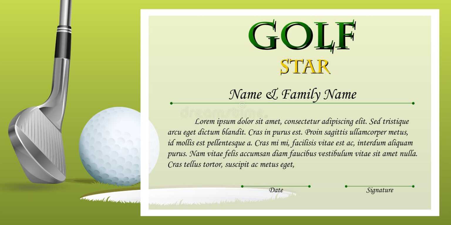 Certificate Template For Golf Star With Green Background Stock Within ...