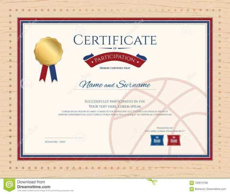 Certificate Template In Basketball Sport Theme With Border Frame With ...