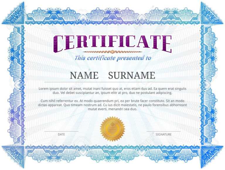 Certificate Template With Guilloche Elements