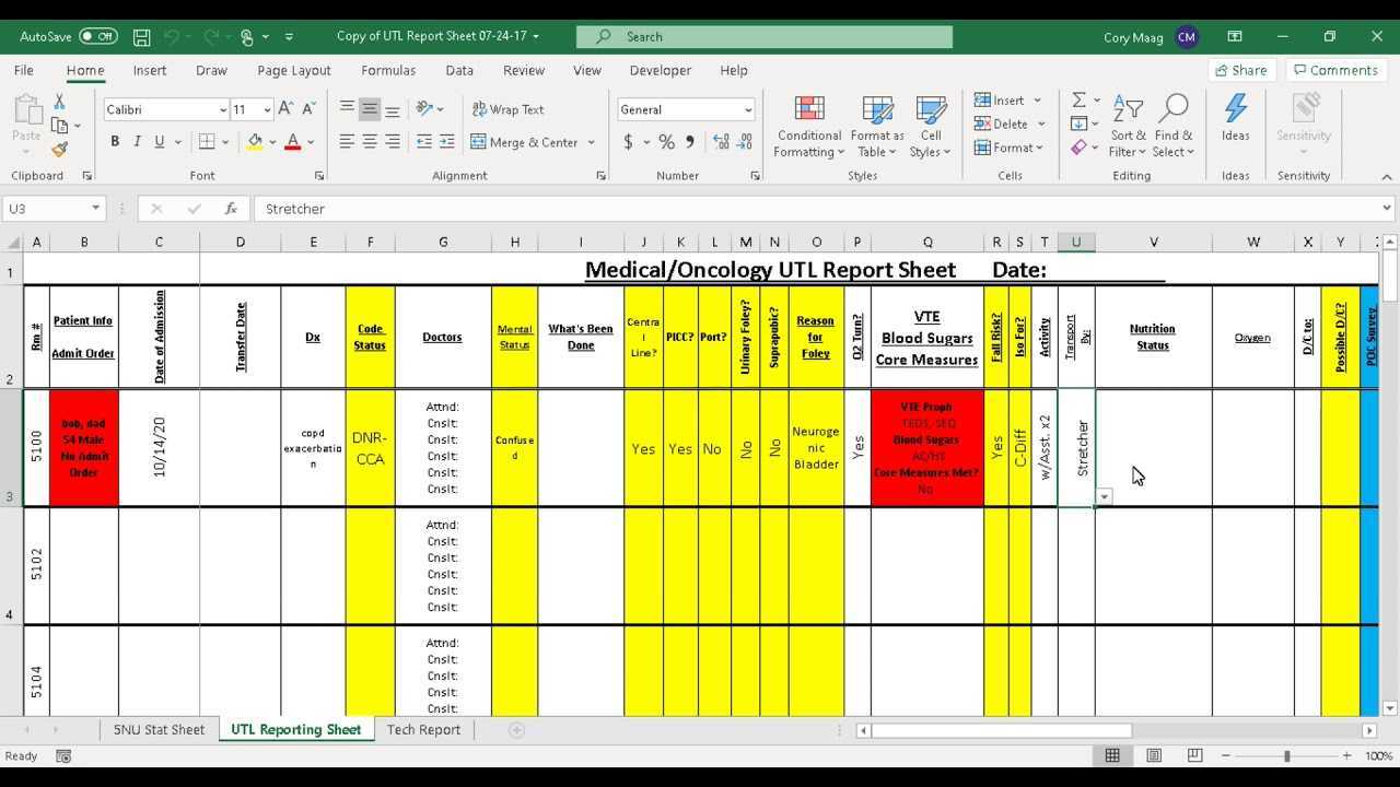 Charge Nurse Report Sheet Template Charge Nurse Report Sheet Template