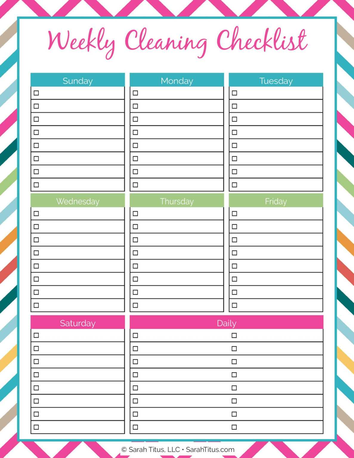 Cleaning Binder: Weekly Cleaning Checklist – Sarah Titus Within Blank ...
