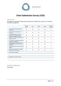 Client Satisfaction Survey (CSS) – NovoPsych Inside Customer Satisfaction Report Template ...