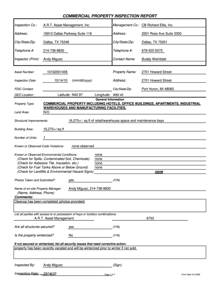 Commercial Property Inspection Checklist: Fill Out & Sign Online ...