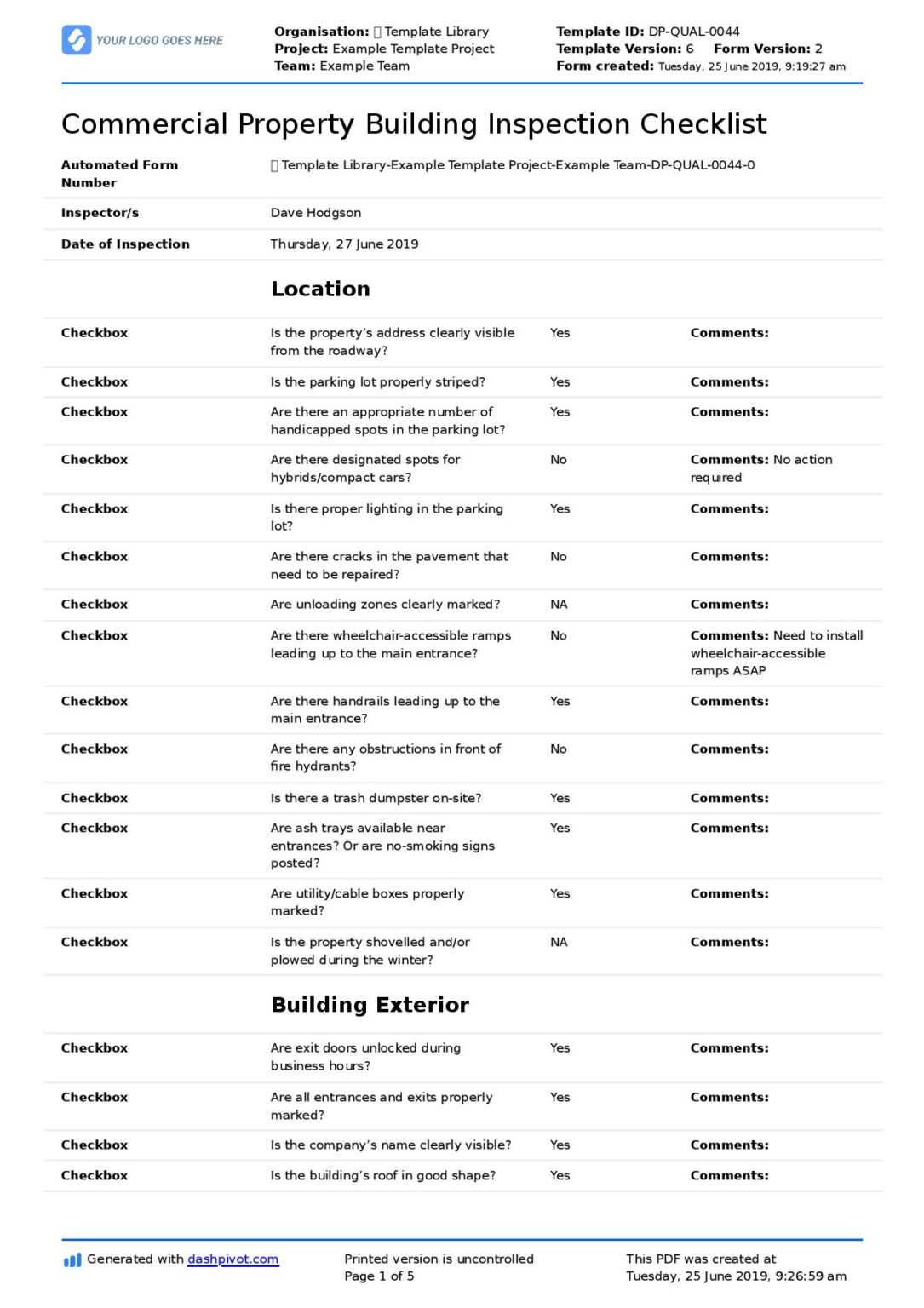 Commercial Property Inspection Checklist Template (Use It Free Here ...