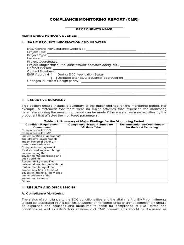 Compliance Monitoring Report New Format PDF Environmental With ...