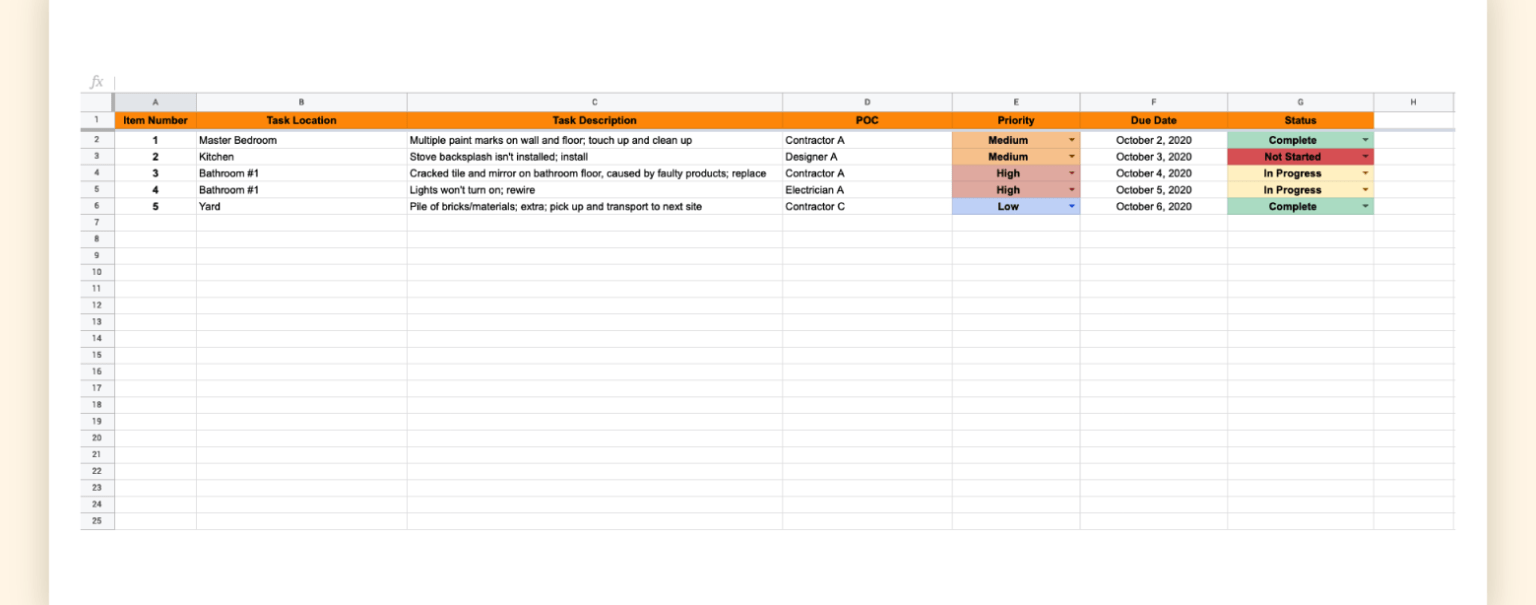 Construction Punch List [Free Downloadable Template] BigRentz In ...