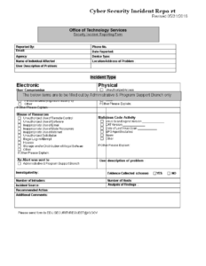 Cyber Security Incident Report Template Templates At In Computer ...