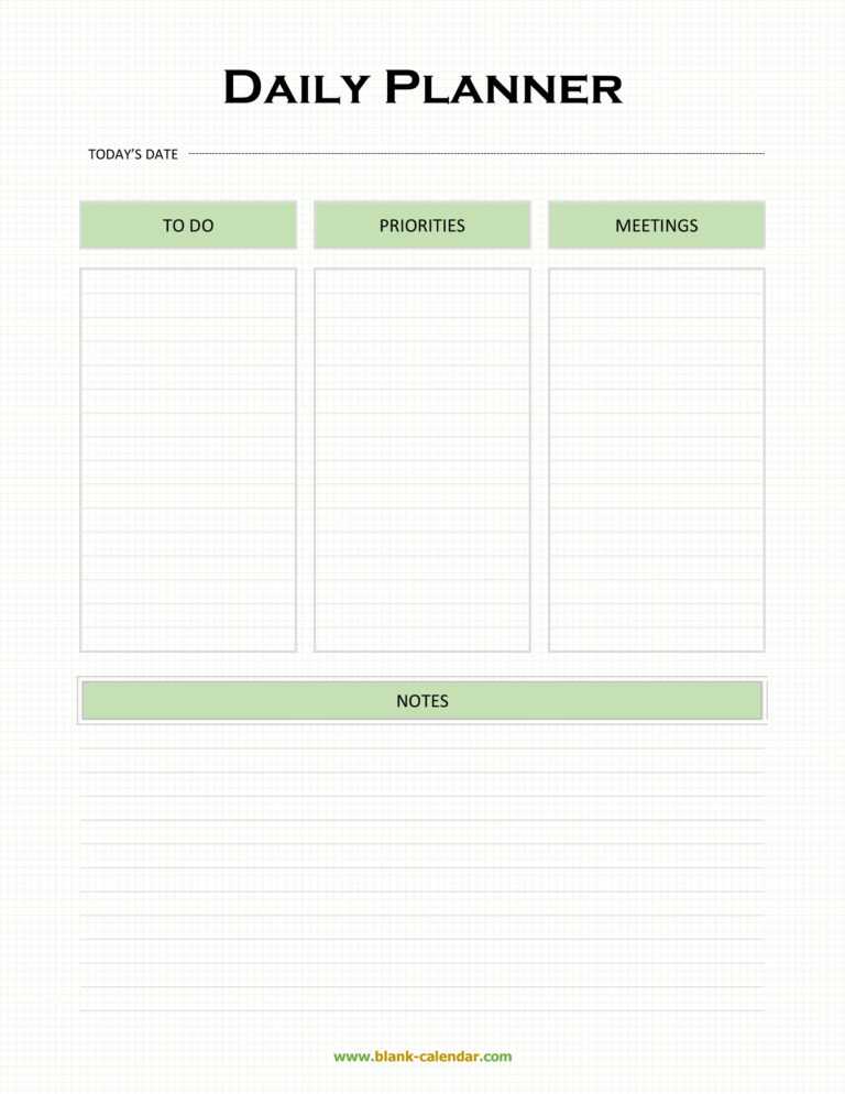 Daily Planner Templates (WORD, EXCEL, PDF) For Printable Blank Daily ...