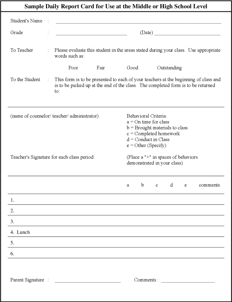 Daily Report Cards: A Recommended Intervention In The Schools In Daily ...