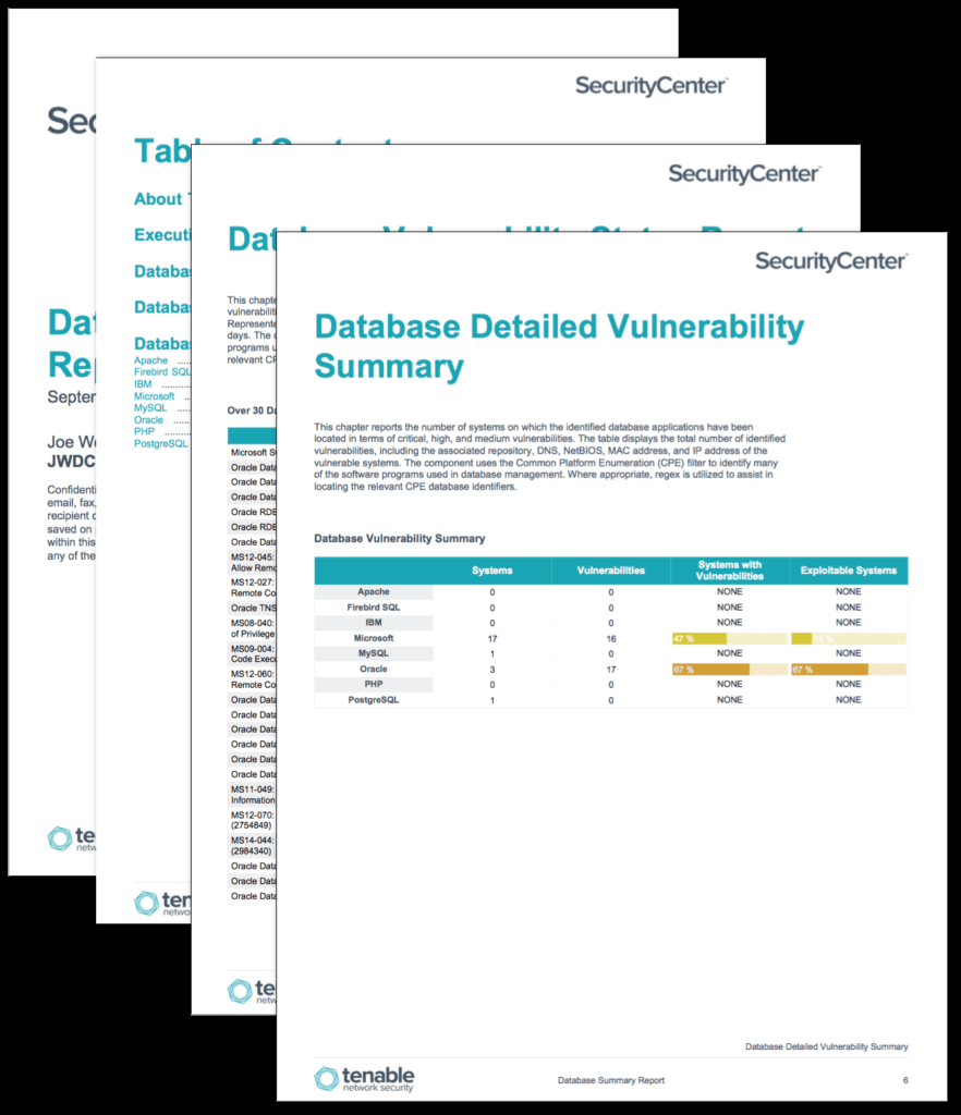 Database Summary Report – SC Report Template Tenable® With Template For Summary Report ...