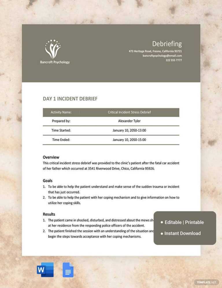 Debrief Templates – Design, Free, Download Template - Rebeccachulew.com