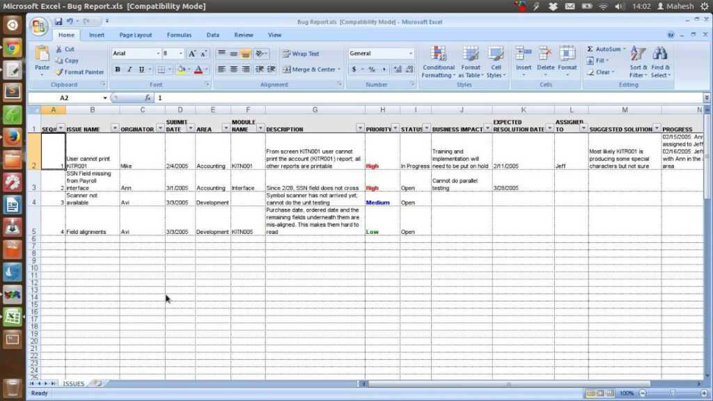 Defect Tracking Template Xls For Defect Report Template Xls ...