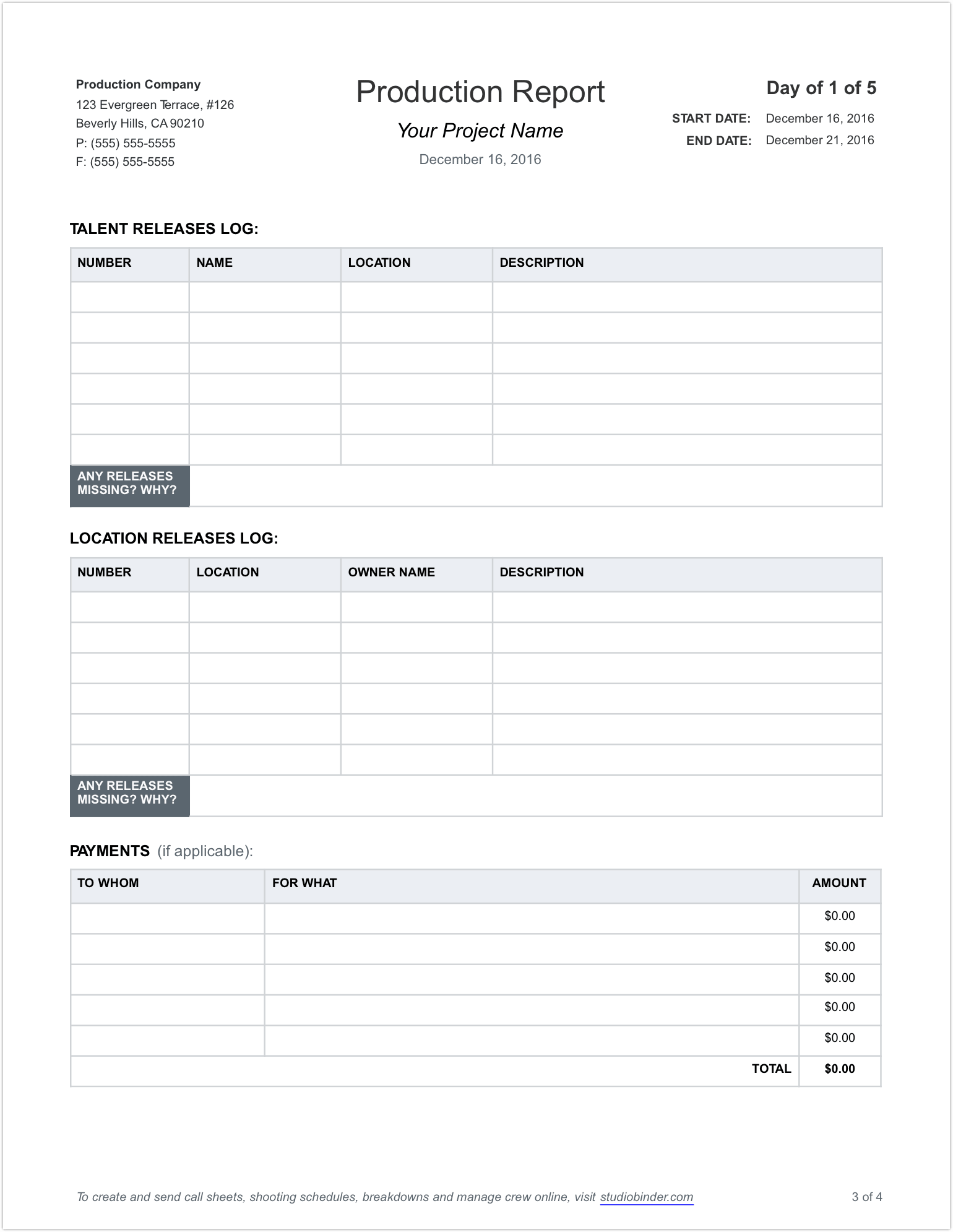Production Status Report Template - Rebeccachulew.com