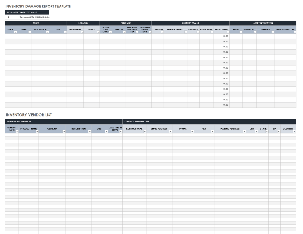 Download Free Inventory Report Templates Smartsheet Throughout Stock ...