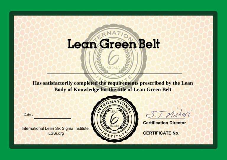 Dutch Lean Green Belt Template Certificate International Lean For Green